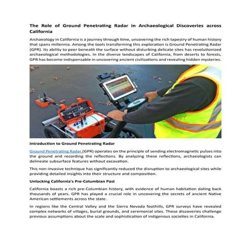 The Role of Ground Penetrating Radar in Archaeological Discoveries ...