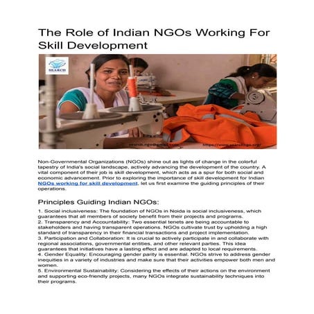 The Role of Indian NGOs Working For Skill Development | PDF | Non ...