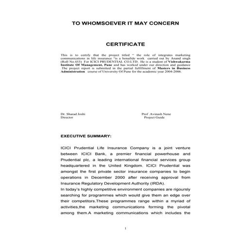 The role of integrates marketing communications in life insurancet | PDF