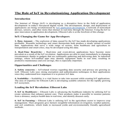 The Role Of Iot In Revolutionizing Application Developmentpdf Cloud