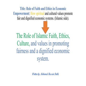 The Role of Islamic Faith, Ethics, Culture, and values in promoting ...