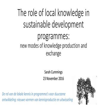 The role of local knowledge in sustainable development: new modes of ...