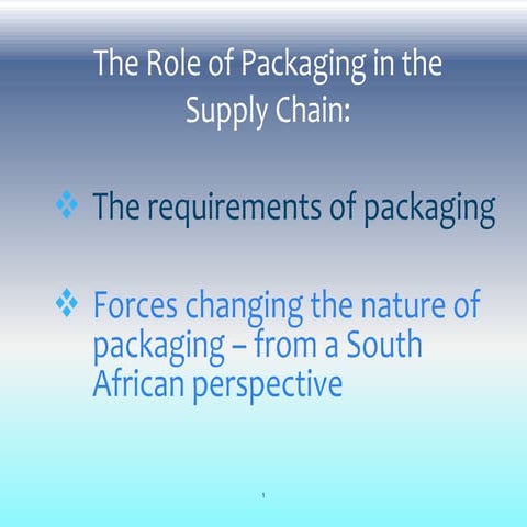 The role of packaging in the supply chain | PPTX