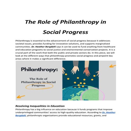 Dr. Heather Bergdahl: Philanthropy's Impact on Social Progress | PDF