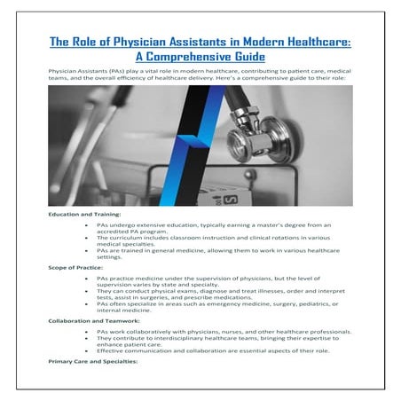 The Role of Physician Assistants in Modern Healthcare- A Comprehensive ...