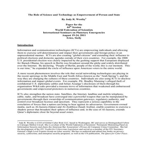 The role of science and technology as empowerment of person and state | PDF