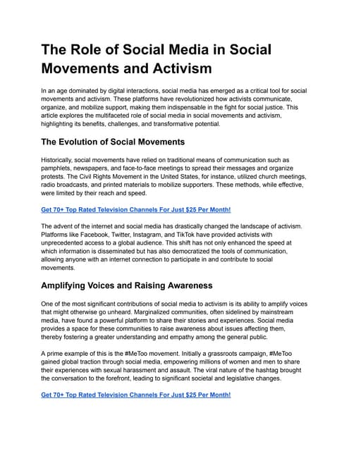 Why Social Media Is a Tool for Social Justice | PDF