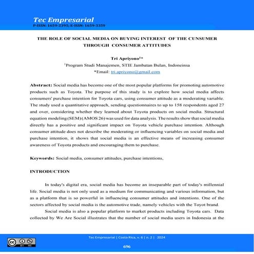 THE ROLE OF SOCIAL MEDIA ON BUYING INTEREST OF THE CUNSUMER THROUGH ...