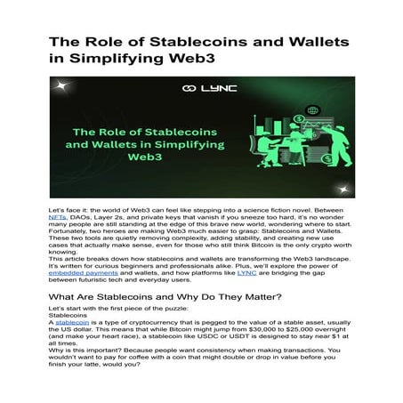 How Stablecoins and Wallets Are Making Web3 More Accessible | PDF
