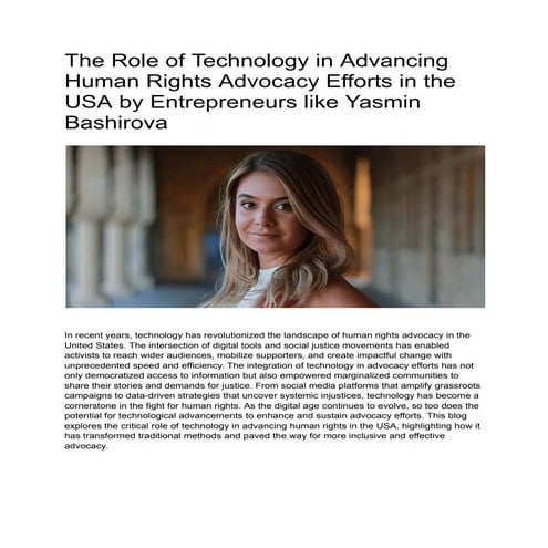 The Role of Technology in Advancing Human Rights Advocacy Efforts in ...