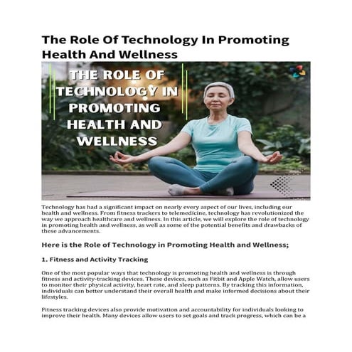 The Role Of Technology In Promoting Health And Wellness: 5 Roles | The ...