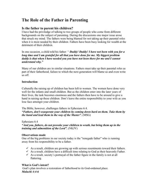 Fathers Must Teach Their Children | PDF