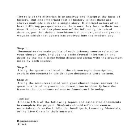 The role of the historian is to analyze and interpret the facts of h.docx