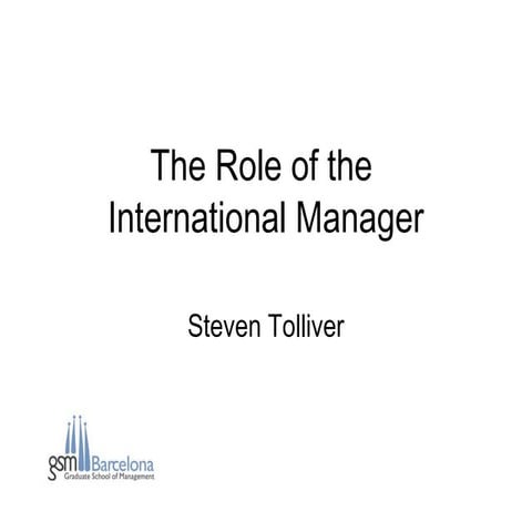The Role of the International Manager | PPT