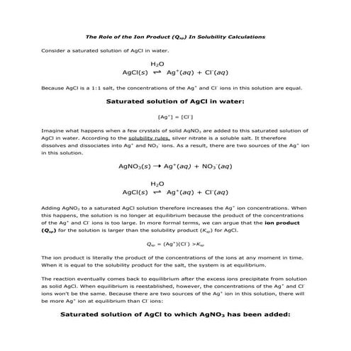 The role of the ion product | DOCX