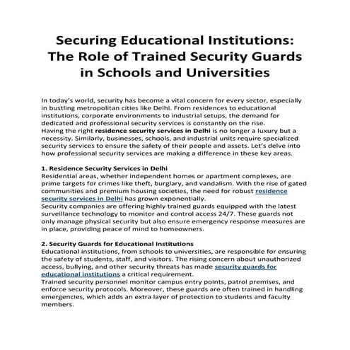 The Vital Role of Security Guards: Safeguarding People, Property, and ...