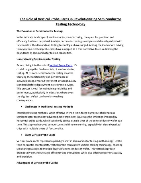 Solder Bump Vertical Probe Cards Revolutionizing Semiconductor Testing ...