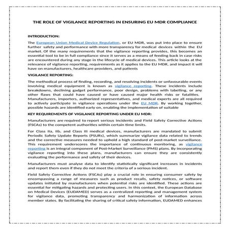 THE ROLE OF VIGILANCE REPORTING IN ENSURING EU MDR COMPLIANCE.docx