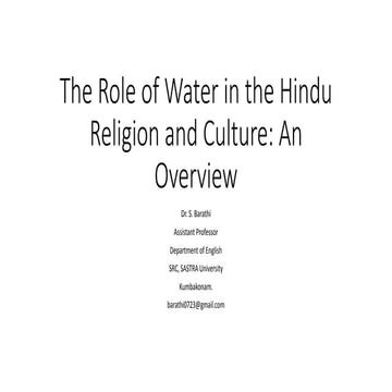 The role of water in the Hindu religion and culture | PPT
