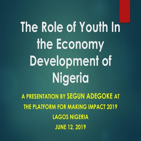 The Role of Youth In the Economy Development of Nigeria | PDF