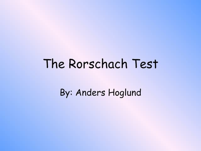 Rorschach ink blot test | PPT