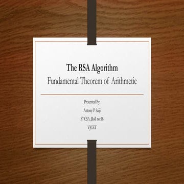 The Rsa Algorithm Ppt