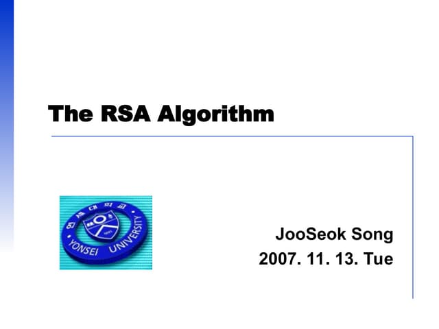 The Introduction To Rsa Algorithm With Numerical Example Ppt 7269
