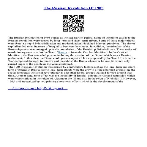 The Russian Revolution Of 1905 | PDF