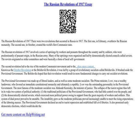 The Russian Revolutions Of 1917 Essay | PDF | Politics