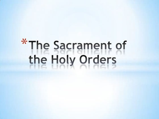 17. holy orders | PPT