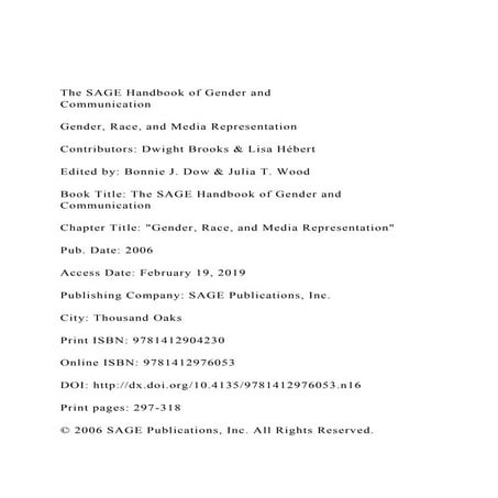 The SAGE Handbook of Gender and Communication Gender, Ra.docx
