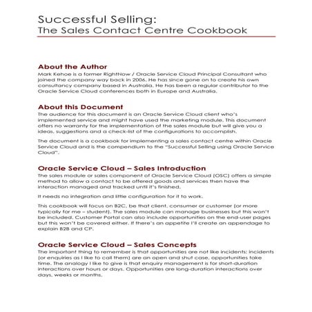 The sales contact centre cookbook | PDF