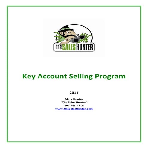 The Sales Hunter Key Account Selling Workbook 2011 | PDF