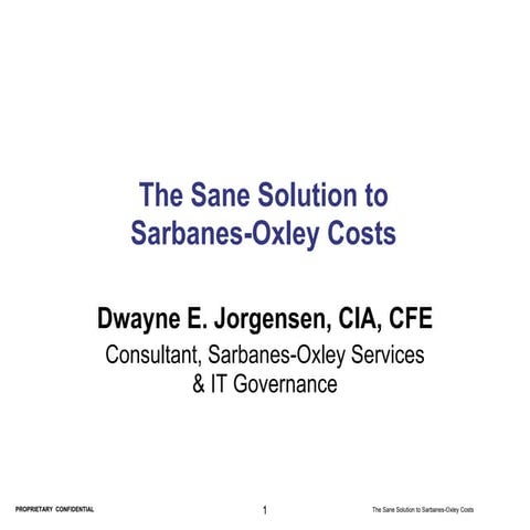 The Sane Solution To Sox Costs | PDF