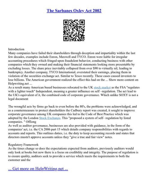 Identify and describe SOX- using the characteristics of useful informa.docx