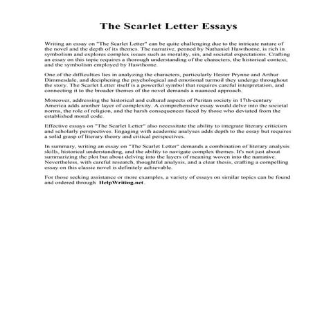 The Scarlet Letter Essays. Auburn University at Montgomery | PDF