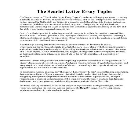 The Scarlet Letter Essay Topics. Writing paper | PDF