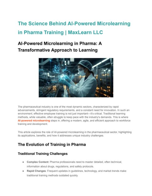 The Future of Pharmaceutical Training_ AI Meets Microlearning Platform _ MaxLearn LLC.pdf