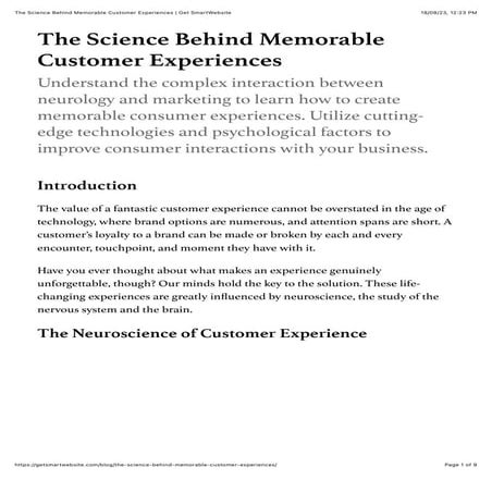The Science Behind Memorable Customer Experiences | Get SmartWebsite.pdf