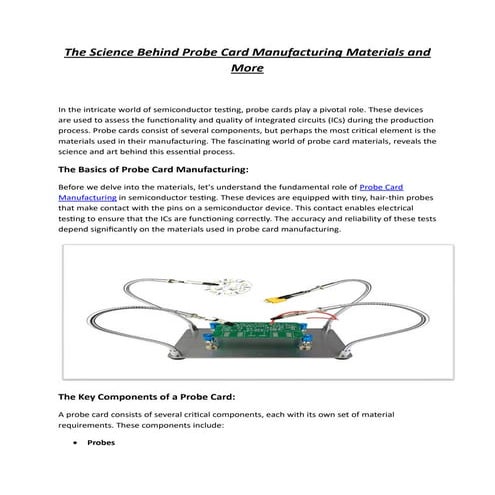 The Science Behind Probe Card Manufacturing Materials and More | PDF