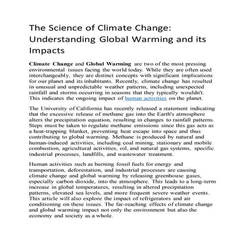 The Science of Climate Change: Understanding Global Warming and its ...