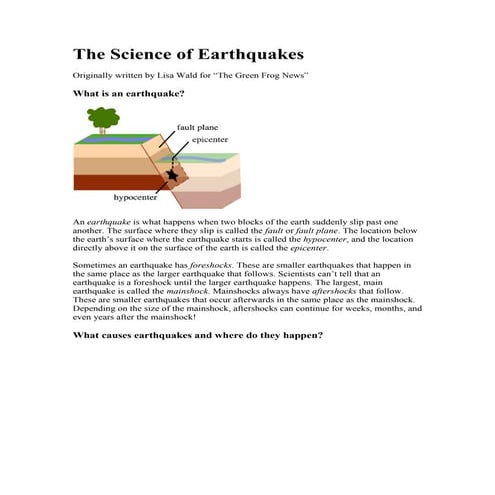 The science of earthquakes | DOCX