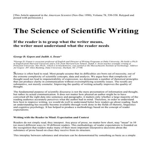 The science of scientific writing (1) | PDF