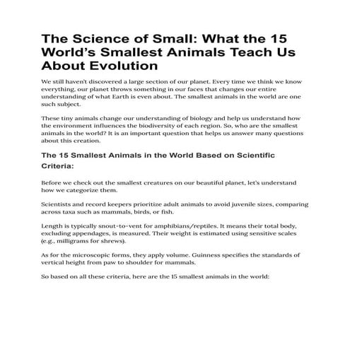 The Science of Small_ What the 15 World’s Smallest Animals Teach Us ...