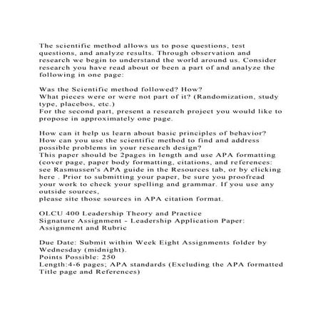 The scientific method allows us to pose questions, test questions,.docx