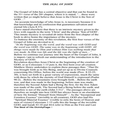 divinity of Jesus seal of john | RTF