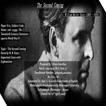 'The Second Coming Poem' by W. B. Yeats - Important Lines with ...