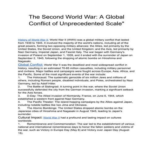 The Second World War. | PDF