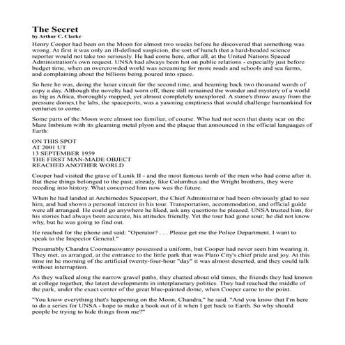The Secret by Arthur C. Clarke | ODT
