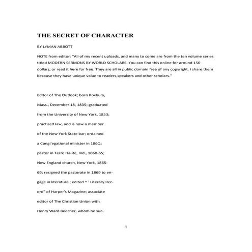 The secret of character | PDF